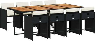 vidaXL Vidaxl - Ensemble &agrave; manger de jardin 9pcs coussins noir r&eacute;sine tress&eacute;e