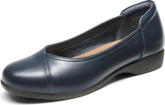 Dream Pairs Damen-Ballerinas, Bequeme Slip-On-Ballerinas, Business-B&uuml;roschuhe f&uuml;r das Fu&szlig;gew&ouml;lbe, elegant und Arbeit, mit 3D-geformter Einlegesohle, Navy, 40 EU