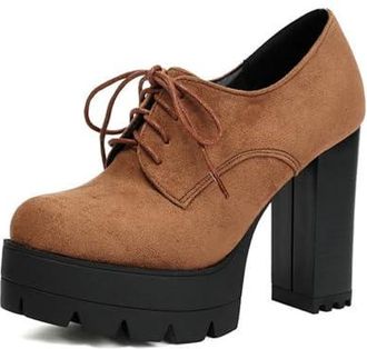 Generic Chaussures &agrave; lacets pour femme - Bout rond - Chaussures de danse - Mocassins tendance et d&eacute;contract&eacute;s, marron, 38.5 EU