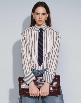Asos chemise &agrave; rayures mixtes avec lien &agrave; nouer-Multi