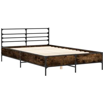 vidaXL Bettgestell R&auml;uchereiche 135x190 cm Holzwerkstoff und Metall Vidaxl