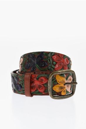 Dsquared2 Leather ALOHA SPIRIT Belt with Floral Design 40mm size 85