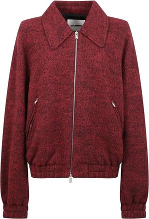 Jil Sander Homme, Vestes, Rouge, Taille: L Veste en Laine Bouclée avec Fermeture Éclair