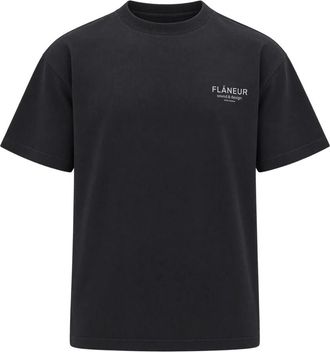 Flaneur Fl&acirc;neur - T-shirt &agrave; col rond c&ocirc;tel&eacute; - Homme - Tops - Noir - Taille: M