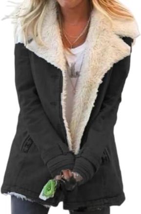 Generic Veste polaire pelucheuse pour femme avec doublure Sherpa Sweat à capuche Manteau surdimensionné Long Sherpa Veste pelucheuse, Noir, 4XL