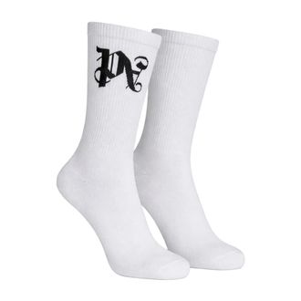 Palm Angels Homme, Sous-v&ecirc;tements, Blanc, Taille: S Monogram Socks