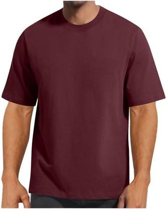 Generic T-shirt d&eacute;t&eacute; d&eacute;contract&eacute; &agrave; col rond pour homme, couleur unie, ample, &eacute;l&eacute;gant, classique, polyvalent, respirant, l&eacute;ger, &agrave; manches courtes, pour les loi