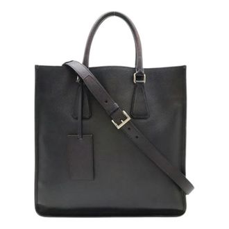 Prada Pre-owned Saffiano Leder Triangle Logo Tote Bag - - Pre-owned - Damen - Schwarzk - ONE SIZE