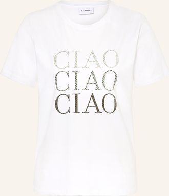 Comma Comma T-Shirt Mit Schmucksteinen weiss