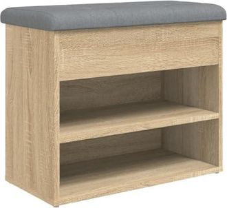 vidaXL Banc à Chaussures, Meuble de Rangement avec Coussin, Banc de Couloir avec Étagère Entrée Salon Intérieur, Moderne, Chêne Sonoma Bois dIngénierie