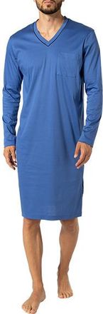 Novila Herren Nachthemd blau Jersey-Baumwolle unifarben