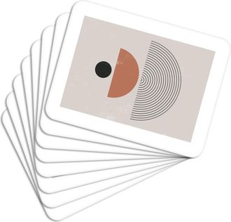 MG Design Set aus 8 Kork-Platzsets - Abstract Geometry 3 - 30 x 40 cm - hitzebest&auml;ndig & abwischbar, mit Korkr&uuml;ckseite