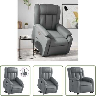 vidaXL Elektrische Aufstehhilfe - Relaxsessel mit Aufstehhilfe Grau Kunstleder