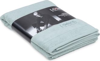 Looks by Wolfgang Joop Duschtuch 70x140 cm - 100% Baumwolle Luxus Duschtücher mit Aufhänger & Logostick, Duschhandtuch hellblau