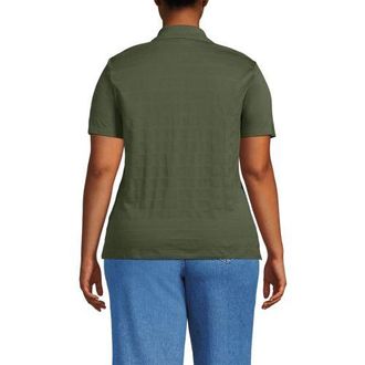 Lands End Piqu&eacute;-Poloshirt, Damen, Gr&ouml;&szlig;e:48-50 plus, Gr&uuml;n, Baumwolle, by Lands End