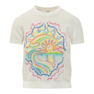 Casablanca Femme, Pulls, Blanc, Taille: 38 FR T-shirt en maille &agrave; col rond