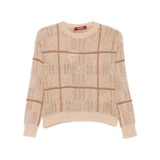 Max Mara Pull Col Rond Coupe Boxy - Femme - Pulls - Beige - Taille: 40 FR
