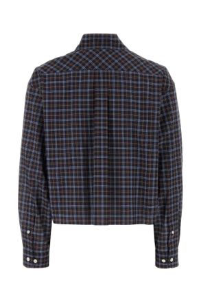 Miu Miu Womens Embroidered Cotton Shirt Blucacao Exterior: Camicie