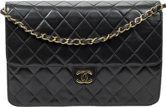 Chanel Crossbody Bags - Vintage Push Lock Straight Flap - Gr. unisize - in Schwarz - f&uuml;r Damen