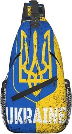 Generic Ukraine Drapeau Ukrainien Sac &Agrave; Bandouli&egrave;re Antivol Sacoche Epaule Multifonctionnel Sac Banane Pour Cyclisme Camping Voyage