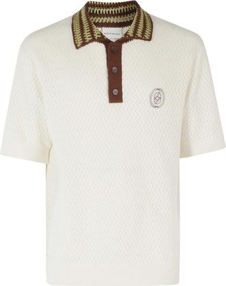 Dr&ocirc;le de Monsieur Homme, Tops, Beige, Taille: L Polo Maille Ajour&eacute; D Miroir