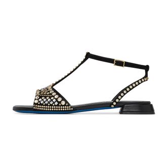 Loriblu Sandalenschmuck aus Nappaleder und schwarzem Wildleder - - Shoes - Damen - Mehrfarbig - 37 EU