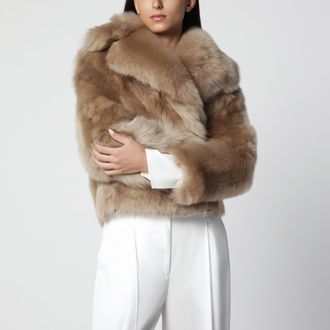 BLANCHA Kurze Pelzjacke in Haselnuss