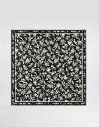 Dolce & Gabbana 70x70 Small Flower Bouquet-print Silk Twill Scarf - Frau Schals Und T&uuml;cher Multicolor Onesize
