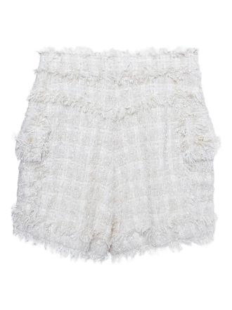 Balmain Unges&auml;umte Tweed-Shorts - Nude