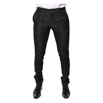 Dolce & Gabbana Schwarze Blumen Jacquard Hose - - Trousers - Herren - Schwarzk - S