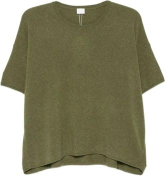 C.T. Plage Pull &agrave; col rond en maille fine de cachemire - Femme - Pulls - Vert - Taille: 36 FR