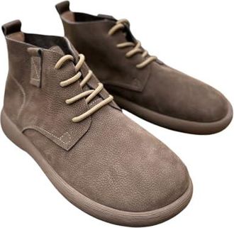 Generic Bottines &agrave; lacets en cuir v&eacute;ritable pour homme - Style r&eacute;tro - Bout rond - Semelle souple - Fabriqu&eacute;es &agrave; la main - Pour la conduite et le travail, caf