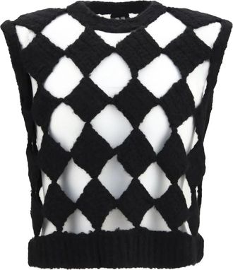 Rick Owens Kaschmir Seide Diamant Grobstrick Weste - - Knitwear - Damen - Schwarzk - L