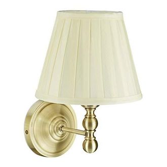 Relaxdays Wandlampe, Stoff-Schirm, antikes Design, E14-Fassung, Wandleuchte, HBT: 30x20x23,5 cm, Gold, 10034457