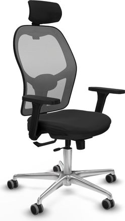 Piqueras y Crespo Schwarzer B&uuml;rostuhl mit 3D-Armlehnen, h&ouml;henverstellbarer Lendenwirbelst&uuml;tze und h&ouml;henverstellbarem Kopfteil, Neigung und Neigung, ausgestattet mit Syn