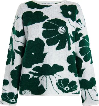 Usha Strickpullover Damen Wei&szlig; Gr&uuml;n