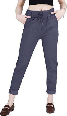 JOPHY & CO. Paper Bag Pantalon pour femme couleur unie (code 2999), bleu foncé, L