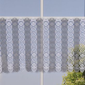 Schöner Leben Panneaux Bistrogardine Scheibengardine Makramee nähfrei Rauten Wellen grau Ecru 50cm Höhe
