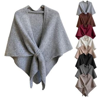 Generic Ch&acirc;le pour femme, ch&acirc;le cardigan 2025 de couleur unie, cape, laine cachemire, &eacute;paules hautes, pull, ch&acirc;le, &eacute;charpe pour lautomne et lhiver, gris clair