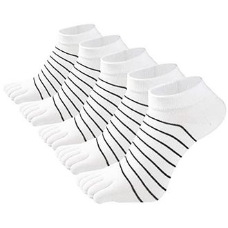 Feoya 5 Paires Chaussette &agrave; Doigts Femme en Coton Chaussettes &agrave; Orteils S&eacute;par&eacute;s Chaussette de Sports Doux Respirant Blanc