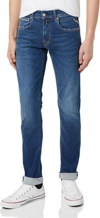 Replay Herren Jeans Grover Straight-Fit Hyperflex mit Stretch, Dark Blue 007 (Blau), 28W / 34L