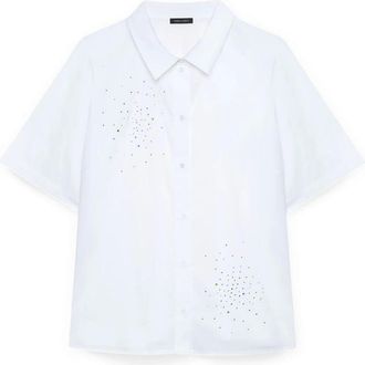 Fiorella Rubino Femme, Blouses et Chemises, Blanc, Taille: 50 FR Chemise avec Appliqu&eacute;s Lumineux