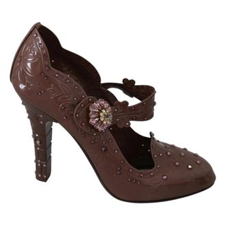 Dolce & Gabbana Blumiges Kristall-Cinderella-Abs&auml;tze - - Shoes - Damen - Braun - 40 EU