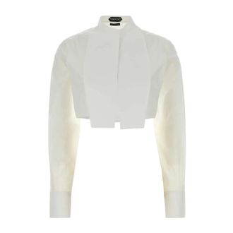 Tom Ford Cropped Hemd aus Baumwollvoile - - Blouses & Shirts - Damen - Wei&szlig; - L
