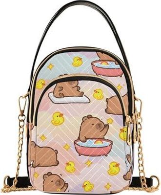 Mnsruu Sac à bandoulière pour femme Capybara Canard, joli sac à dos à bandoulière, petit sac à bandoulière avec sangle réglable