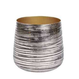 LAMBERT Twister - Teelichthalter/Windlicht/Blumenvase - Aluminium/Nickel - Silberfarben - (HxD) 9,5 x 10cm - Klein
