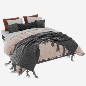 STILVORA Cama Con Led 160 X 200 Cm De Tela Gris, Cama Doble Con Respaldo Ajustable, Sin Colch&oacute;n