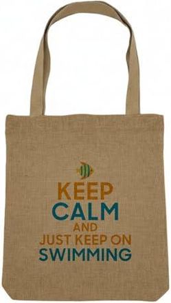 Fabulous Sac Shopping Tote Bag Aspect Lin - Keep Calm and Keep on Swimming Angleterre Mer Plong&eacute;e - Sac de Courses Toile Epaisse 360g Beige Naturel Cabas Port&eacute;