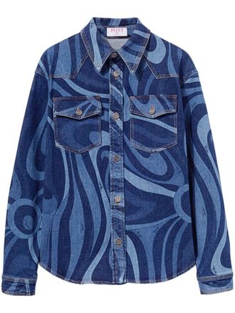 Pucci chemise en jean à imprimé Marmo - Bleu