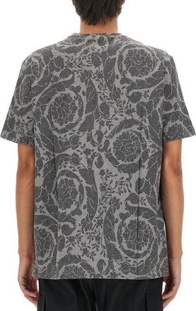 Versace Baroque Logo Cotton T-Shirt - Gray